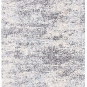 SAFAVIEH Berber Shag Collection Area Rug - 8' x 10', Grey Blue & Cream, Modern Abstract Design, Non-Shedding & Easy Care, 1.2-inch Thick Ideal for High Traffic Areas in Living Room, Bedroom (BER219G)