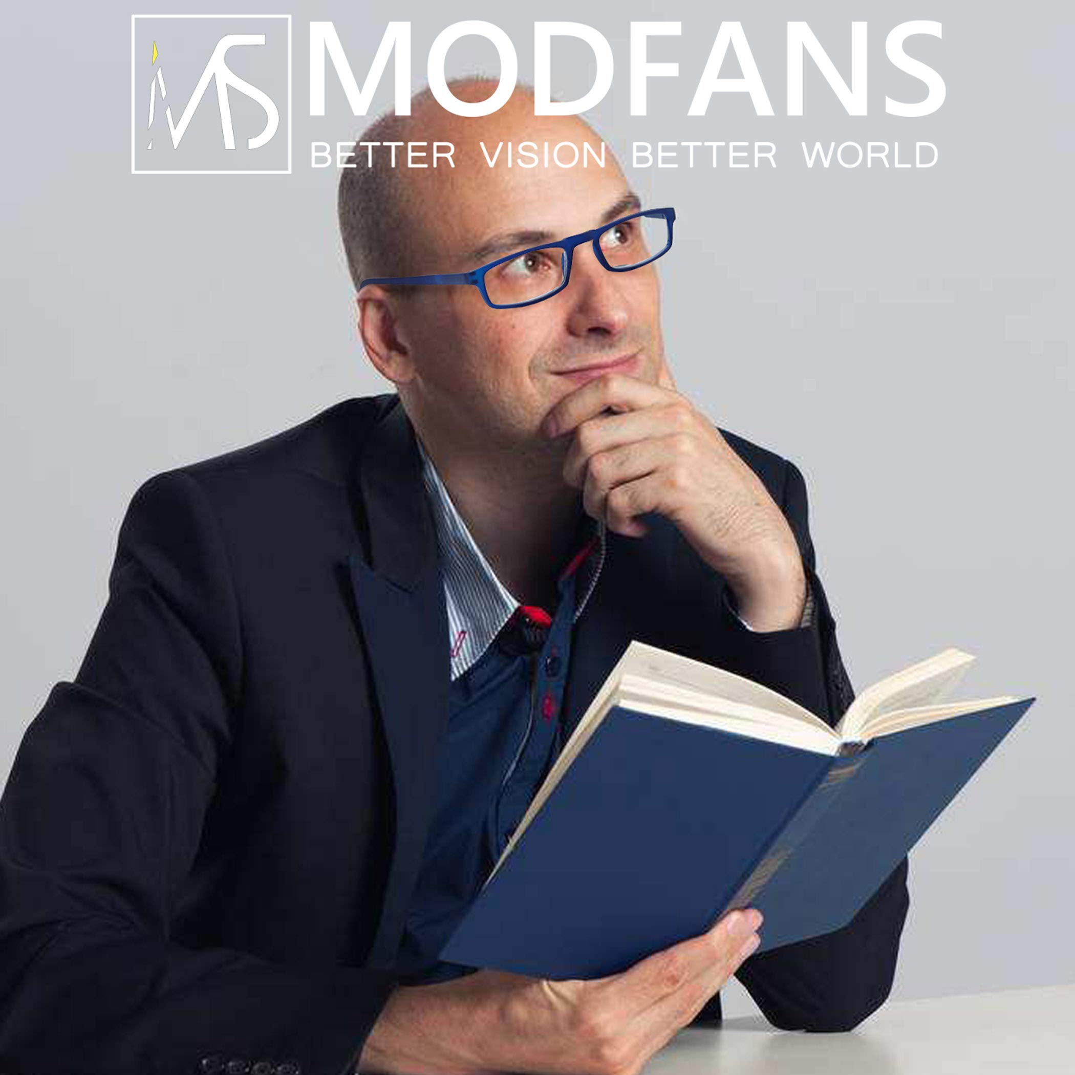 MODFANS Reading Glasses +2.5-4 Pairs Fashion Readers Narrow Frame Spring Hinge for Men Women