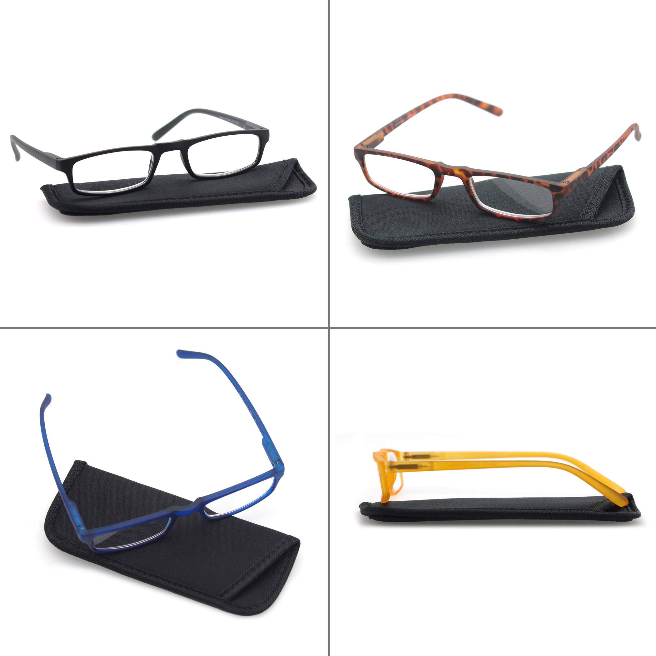 MODFANS Reading Glasses +2.5-4 Pairs Fashion Readers Narrow Frame Spring Hinge for Men Women