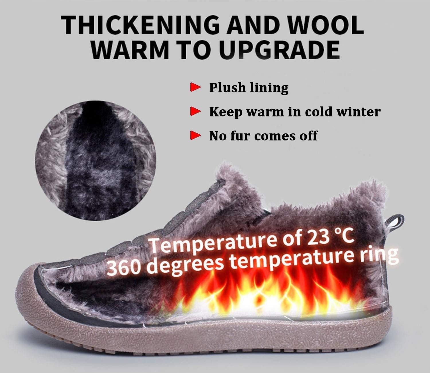 Eagsouni Womens Mens Snow Boots Winter Shoes Slip On Ankle Booties Anti-Slip Water Resistant Fully Fur Lined Outdoor Sneakers Yellow 8 Women/7 Men