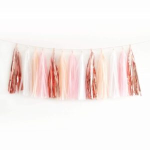 20pcs shiny tassel garland tissue paper tassel banner,table decor,tassels party decor supplies for wedding,birthday,bridal/baby shower,anniversary,diy kits - (rose gold/peach color/light pink/white)