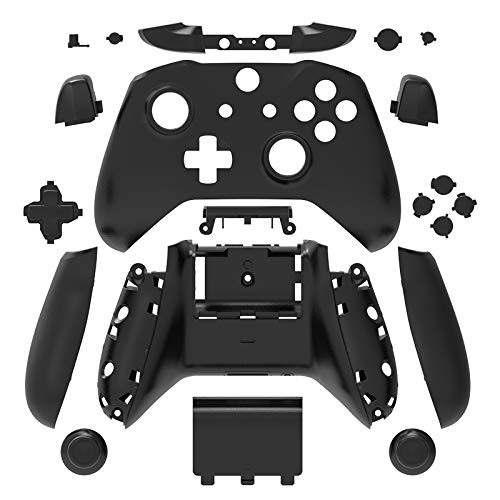 WPS Matte Case Housing Full Shell Set Faceplates + ABXY Buttons + RB LB Bumpers + Right/Left Rails for Xbox One S Slim (3.5 mm Headphone Jack) Controllers (Black)