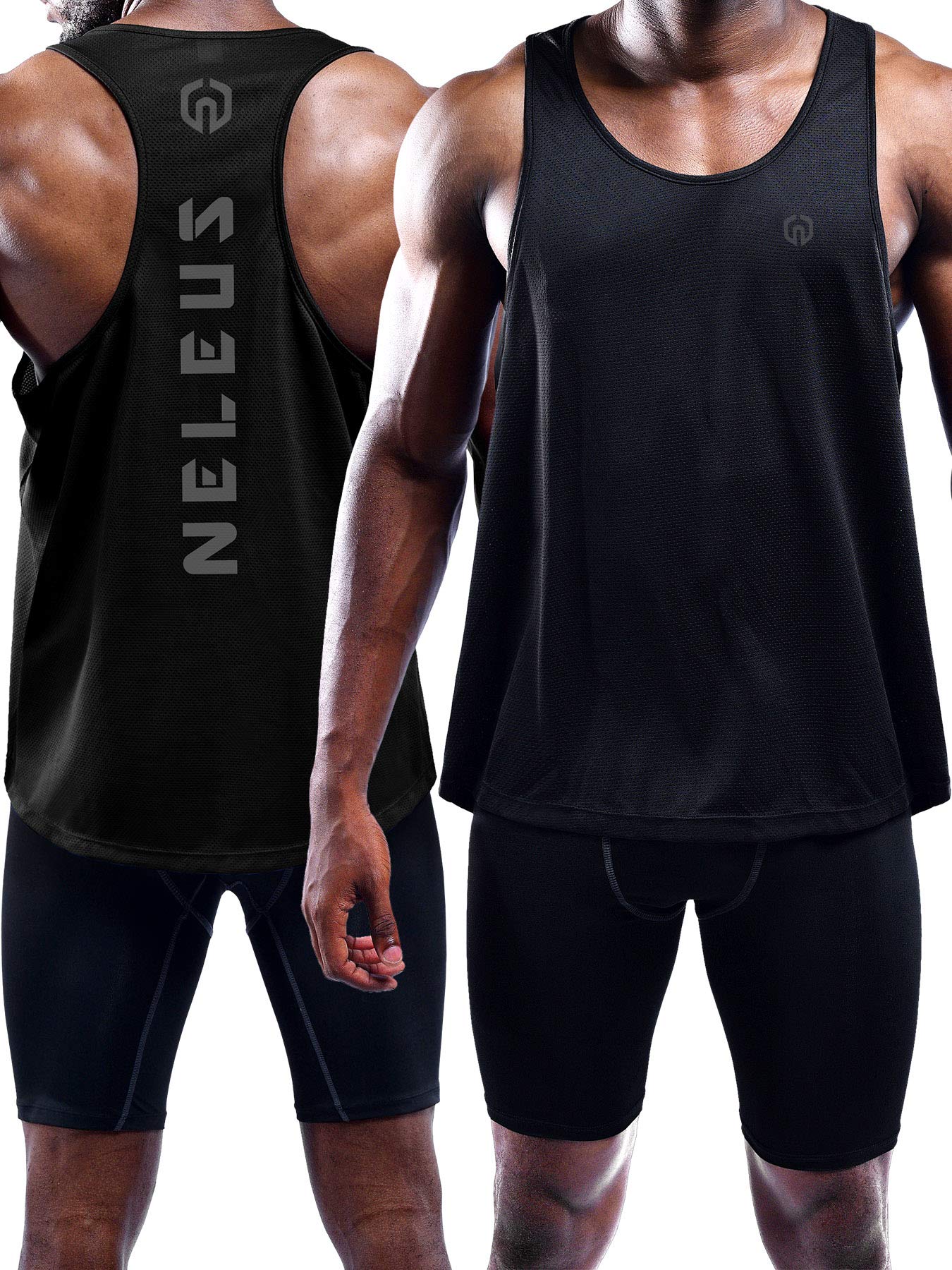 NELEUS Men's 3 Pack Dry Fit Workout GYM Muscle Tank Tops,5031,Black,grey,olive Green,2XL,EU 3XL