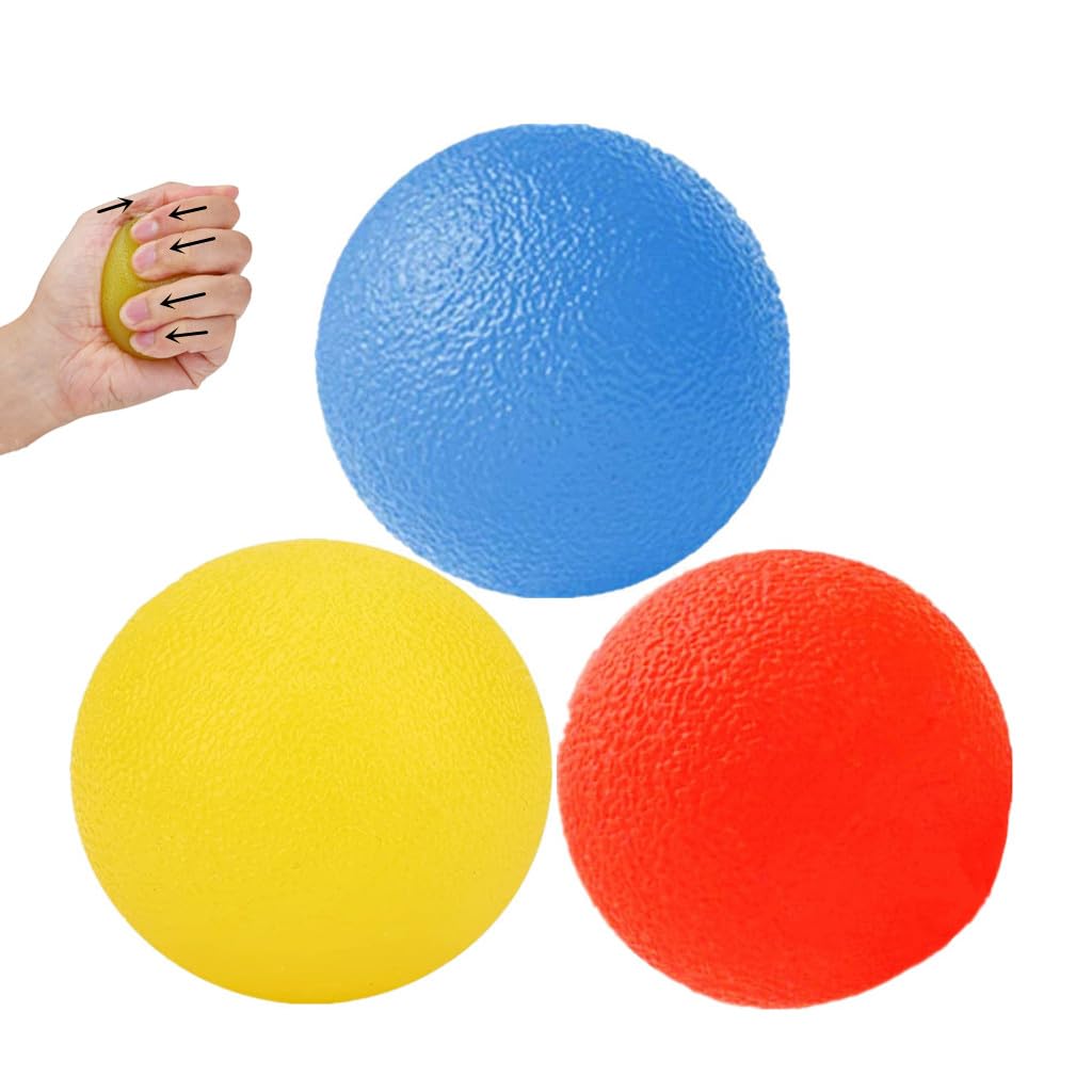 FMELAH 3 Resistance Levels Physical Therapy Hand Exercise Ball Stress Relief Balls Set Squeeze Balls Kits for Hand Finger Wrist Muscles Arthritis Hand Grip Strength Trainer