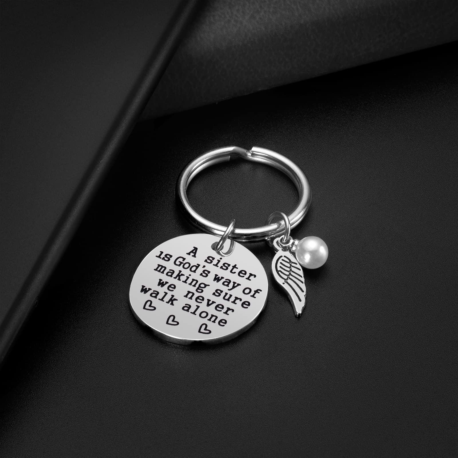 Sister Gift - A Sister is God's Way of Making Sure We Never Walk Alone Sister Keychain Sister Jewelry Christmas Birthday Gifts for Sisters from Sister