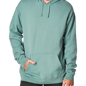 Hanes Mens Originals Fleece Hoodie, Garment Dyed Sweatshirt, Unisex Pullover Hooded, Cypress Green, Large US