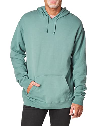 Hanes Mens Originals Fleece Hoodie, Garment Dyed Sweatshirt, Unisex Pullover Hooded, Cypress Green, Large US