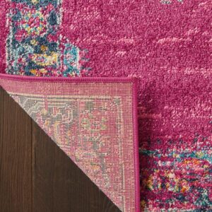 Nourison Passion Fuchsia 9' x 12' Area Rug, Boho, Traditional, Easy Cleaning, Non Shedding, Bed Room, Living Room, Hallway (9x12)