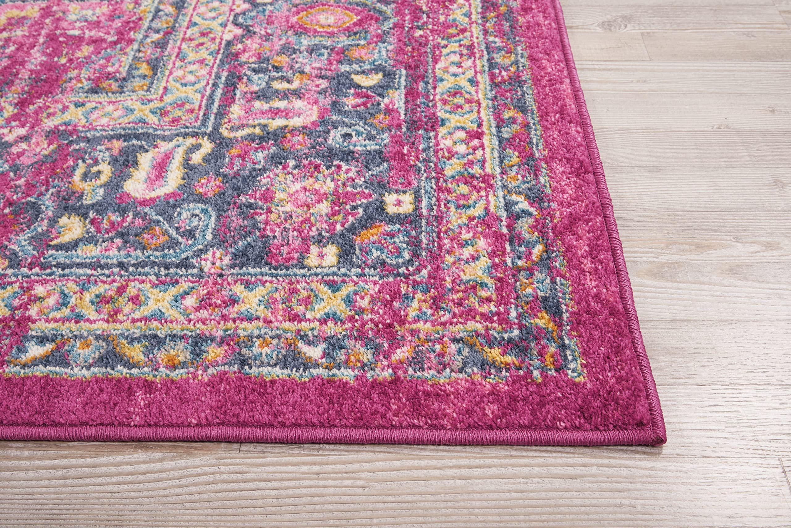 Nourison Passion Fuchsia 9' x 12' Area Rug, Boho, Traditional, Easy Cleaning, Non Shedding, Bed Room, Living Room, Hallway (9x12)