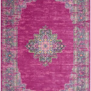 Nourison Passion Fuchsia 9' x 12' Area Rug, Boho, Traditional, Easy Cleaning, Non Shedding, Bed Room, Living Room, Hallway (9x12)