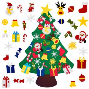 fayoo diy felt christmas tree with 30pcs ornaments, xmas gifts for kids new year handmade christmas door wall hanging decorations