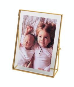 levilan 5x7 gold photo frame vintage style antique gold standing picture frames with pressed glass, brass (5 x 7)