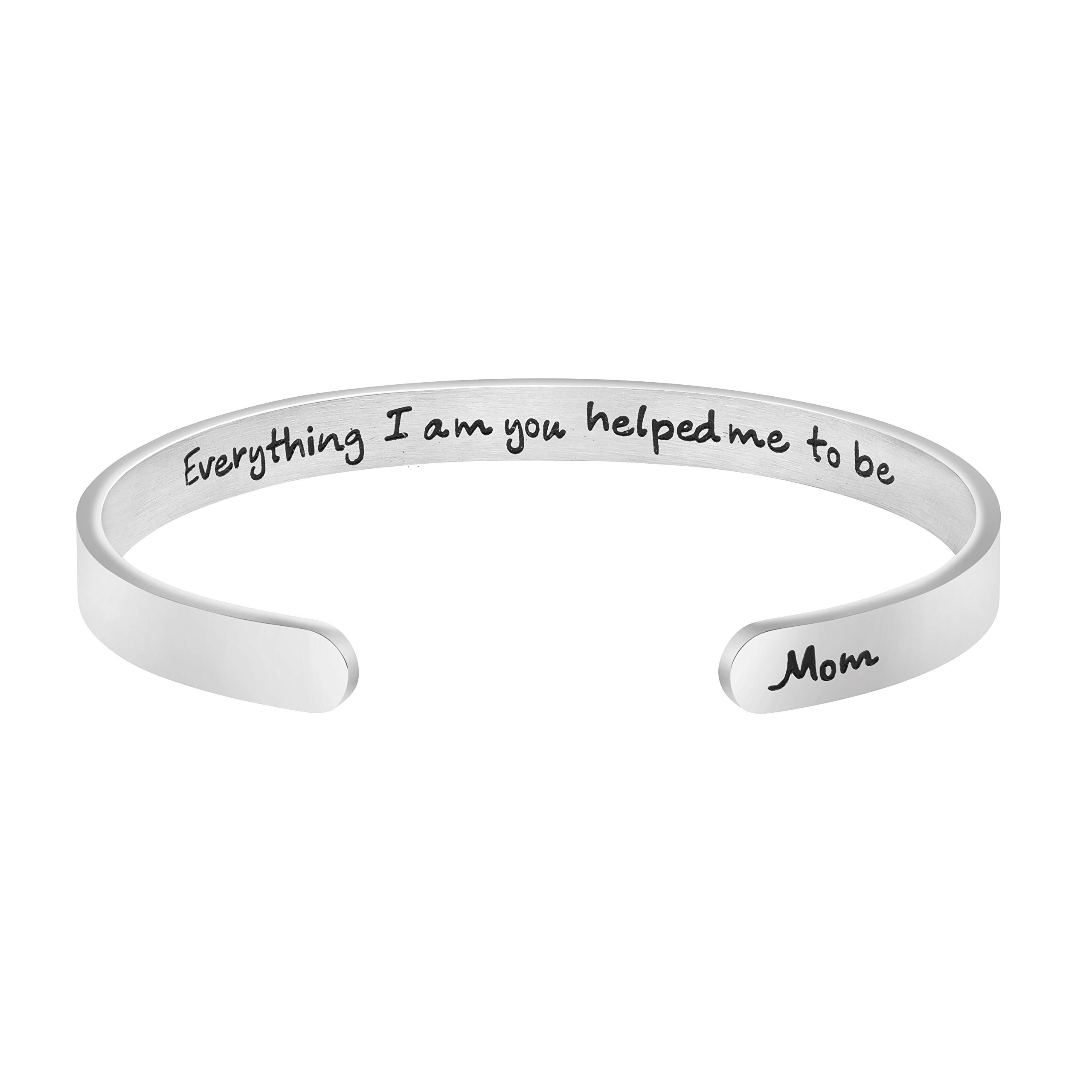 JoycuFF Mothers Day Gifts, Birthday Gifts for Mom, Christmas Gift for Mother Mom Mama Mum Mommy Gratitude Bracelet Present Encouragement Cuff Bangle Engraved