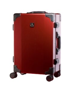 andiamo classico suitcase with built-in tsa lock - zipperless 20 inch hardside carry on bag- lightweight (abs+pc) luggage with 8-rolling spinner wheels (red ruby)