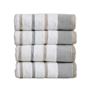 great bay home, towel, cotton (16 x 30 inches) oversized decorative luxury hand towels. noelle collection, set of 4, glacier grey/cappuccino