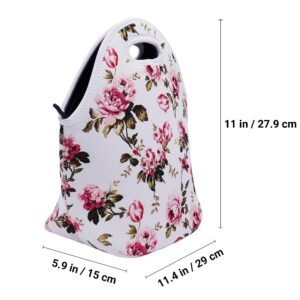 Aiphamy Neoprene Lunch Bag for Kids, Insulated Lunch Box Tote for Women Men Adult Teens Boys Teenage Girls Toddlers (Flowers (White))