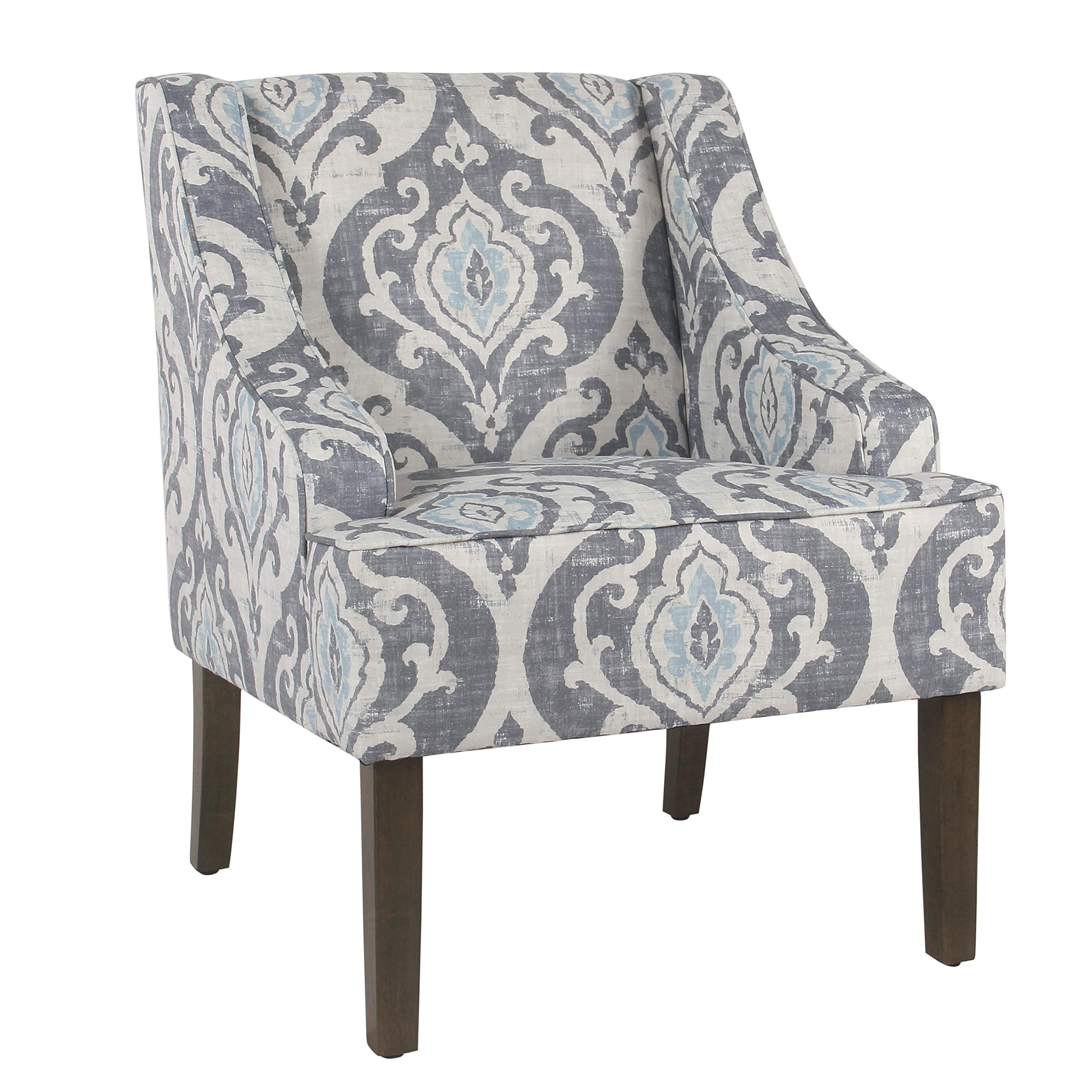 HomePop Velvet Swoop Arm Accent Chair, Suri Blue