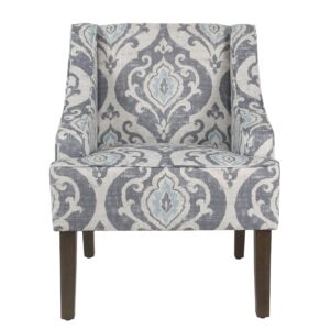 HomePop Velvet Swoop Arm Accent Chair, Suri Blue