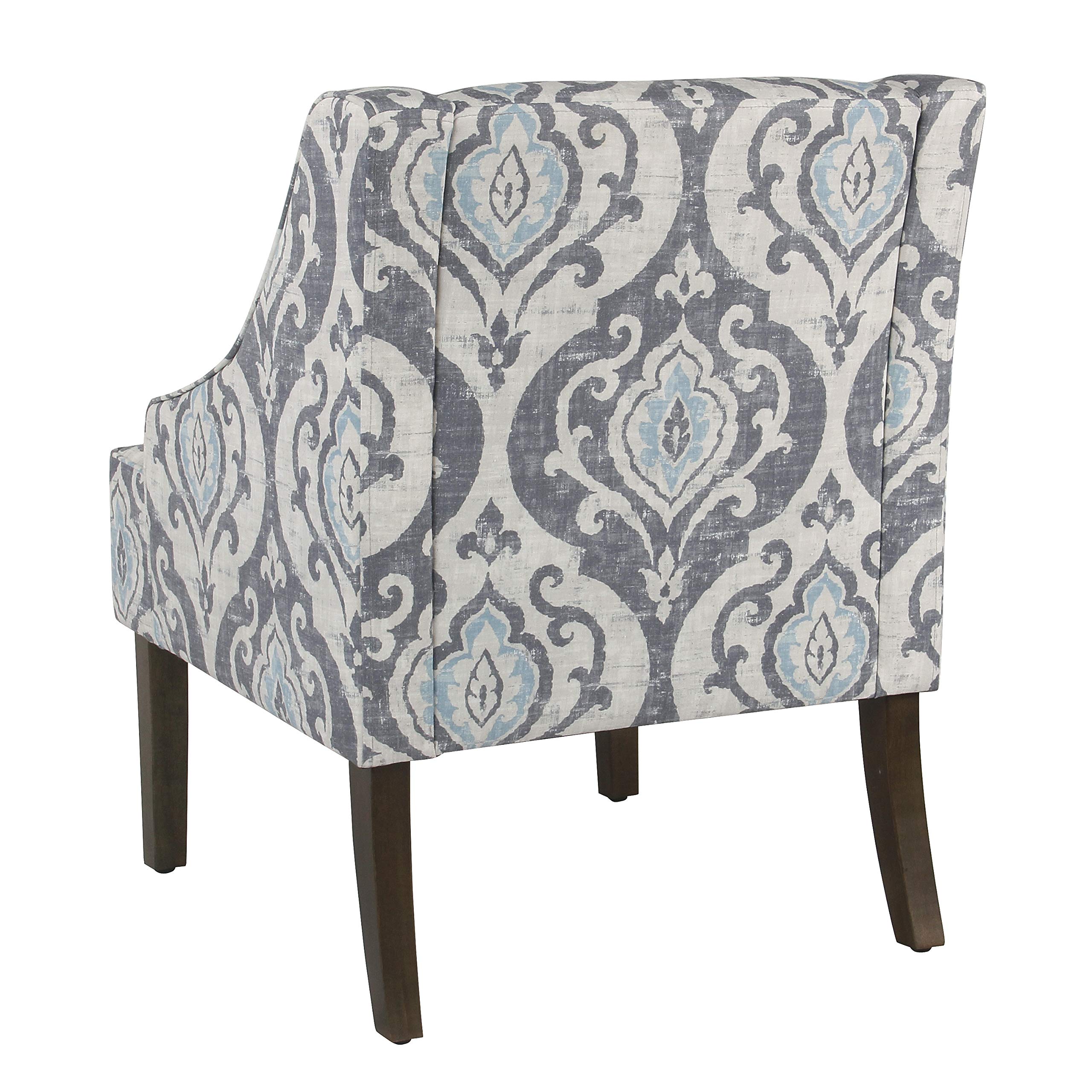 HomePop Velvet Swoop Arm Accent Chair, Suri Blue