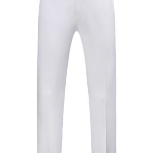 Mens Dress Pants Slim Fit Solid Color Skinny Trousers Classic Business Casual Wedding Suit Pants US Size 36W x 32L White