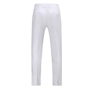 Mens Dress Pants Slim Fit Solid Color Skinny Trousers Classic Business Casual Wedding Suit Pants US Size 36W x 32L White