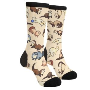 adorable ferret unisex casual sports socks knee high athletic long tube stockings