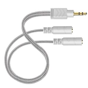 dukabel headphone splitter, aux splitter cable for headset knitted 3.5mm splitter 2-way audio splitter stereo audio y cable produces equal audio output for headphones earphones speakers joy series