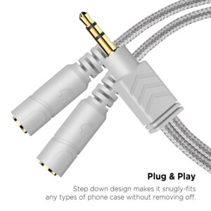 DUKABEL Headphone Splitter, AUX Splitter Cable for Headset Knitted 3.5mm Splitter 2-Way Audio Splitter Stereo Audio Y Cable Produces Equal Audio Output for Headphones Earphones Speakers Joy Series