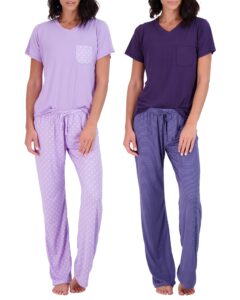 2 pack: short sleeve pajamas for women sets womens pajama sets two piece pj summer pijamas de mujer cotton pjs pants loungewear sleepwear matching ladies bottoms comfy soft pyjamas teen lightweight