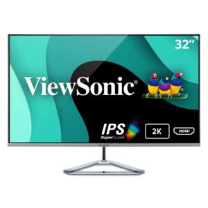 viewsonic vx3276-2k-mhd 32 inch frameless widescreen ips 1440p monitor with hdmi displayport and mini displayport (renewed)