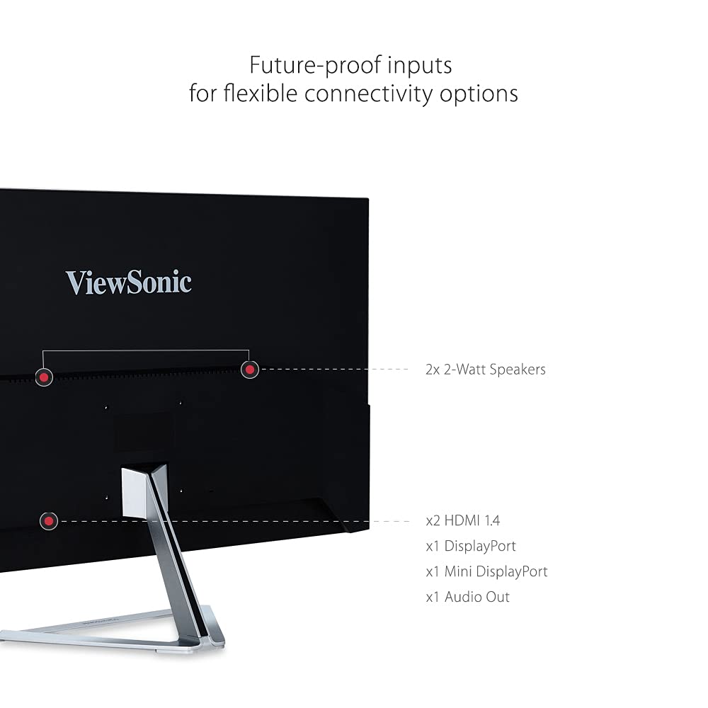 ViewSonic VX3276-2K-MHD 32 Inch Frameless Widescreen IPS 1440p Monitor with HDMI DisplayPort and Mini DisplayPort (Renewed)