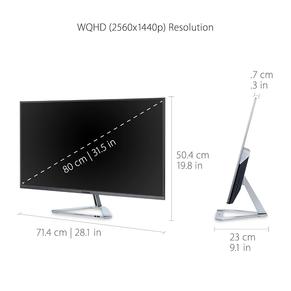 ViewSonic VX3276-2K-MHD 32 Inch Frameless Widescreen IPS 1440p Monitor with HDMI DisplayPort and Mini DisplayPort (Renewed)