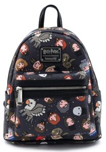 loungefly harry potter characters all over print womens double strap shoulder bag purse