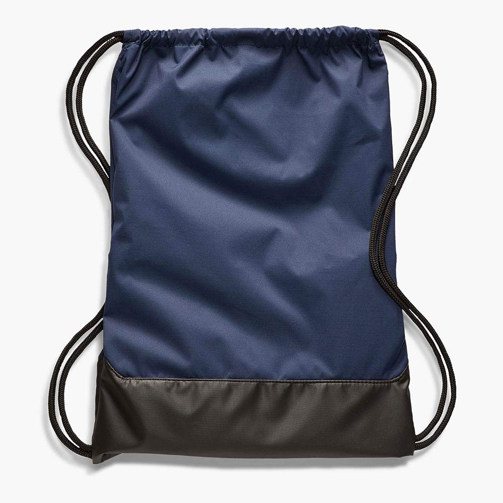 Nike Brasilia Training Gymsack, Drawstring Backpack with Zipper Pocket and Reinforced Bottom, Midnight Navy/Black/White