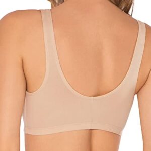 Fruit of the Loom Women's Front Close Builtup Sports Bra, Sand/Black 2-Pack, 44