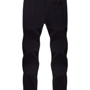 Yeokou Men's Casual Warm Sherpa Lined Elastic Waist Pant Trousers Joggers (Small, Black-Ribbed Cuff)