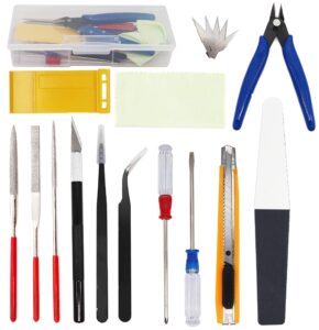 binifimux 18pcs crafts basic model tool kit, hobby building tools set with hobby clippers model tweezers for plastic model car dollhouse