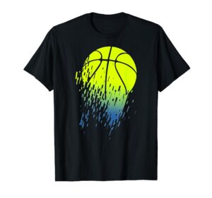 disintegrating neon green basketball urban graphic t-shirt