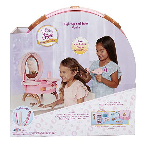 Disney Princess Vanity Style Collection Light Up and Style Vanity - Lights & Realistic Sound Styling Tools