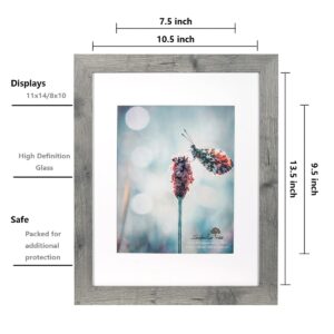 Scholartree Grey 11x14 Picture Frame set of 2,Display 11x14 without Mat or 8x10 with Mat，Wall Gallery Photo Frames