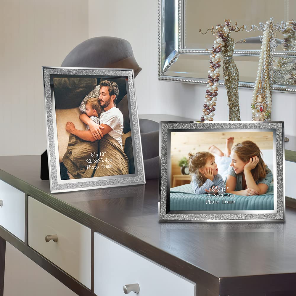 Calenzana 8x10 Picture Frame Sparkle Glass Photo Frames for Tabletop, 8 x 10 inch, 2 Pack