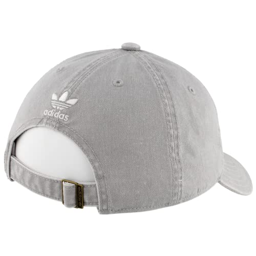 adidas Originals Men's Relaxed Fit Strapback Hat, Stone Grey/White, One Size