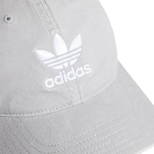 adidas Originals Men's Relaxed Fit Strapback Hat, Stone Grey/White, One Size