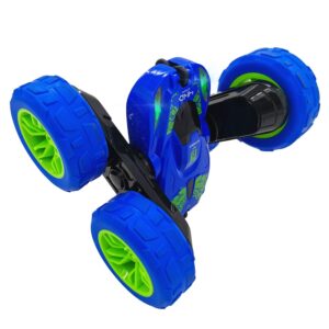 Threeking RC Stunt Car Remote Control Cars Toy with Lights Double-Sided Driving 360-degree Flips Rotating Cars Toys, Blue