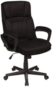 amazon basics classic office desk computer chair - adjustable, swiveling, ultra-soft microfiber, lumbar support, 28"d x 25"w x 43.5"h, black