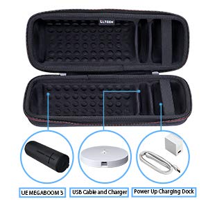 LTGEM Hard Travel Carrying Case for Ultimate Ears BOOM 3/4 Portable Waterproof Bluetooth Speaker and Charger Dock, Black