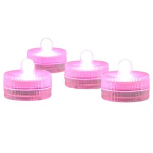 kitosun submersible led lights cr2032 battery powered underwater waterproof led tea light candles for events wedding centerpieces vase floral xmas holidays home decor lighting(pack of 12) (pink)