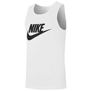 nike men's sportswear logo tank top (white/black, l)