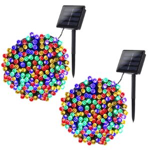 joomer solar christmas lights 72ft x 2 pack 200 led 8 modes solar string lights waterproof solar fairy lights for christmas decorations (multicolor)