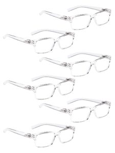 lur reading glasses 6 pack spring hinge comfort plastic readers (clear)